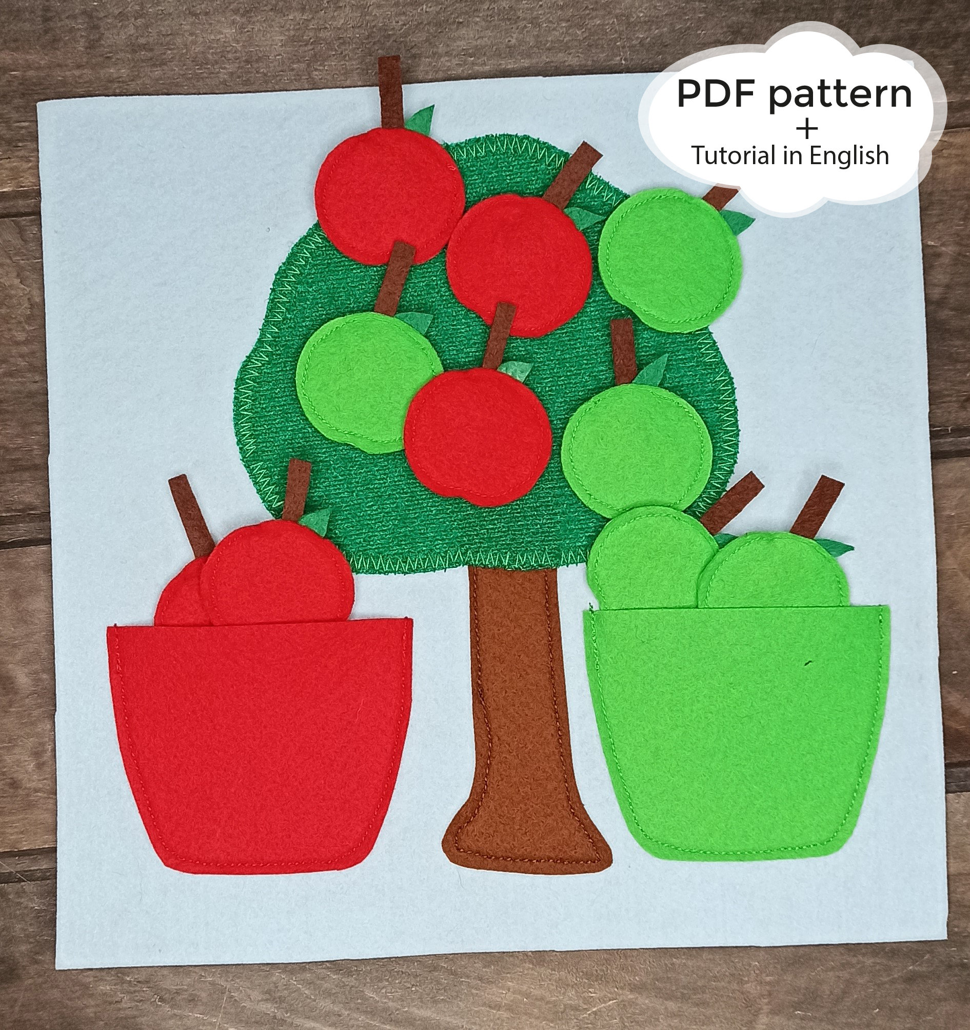 Felt Quiet Book Pages Pdf Sewing Pattern, Felt Apple Tree - Etsy