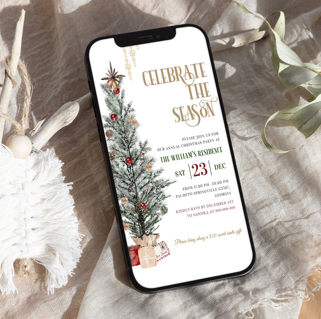 Editable EVITE Christmas Dinner Party Invitation Template, Celebrate ...