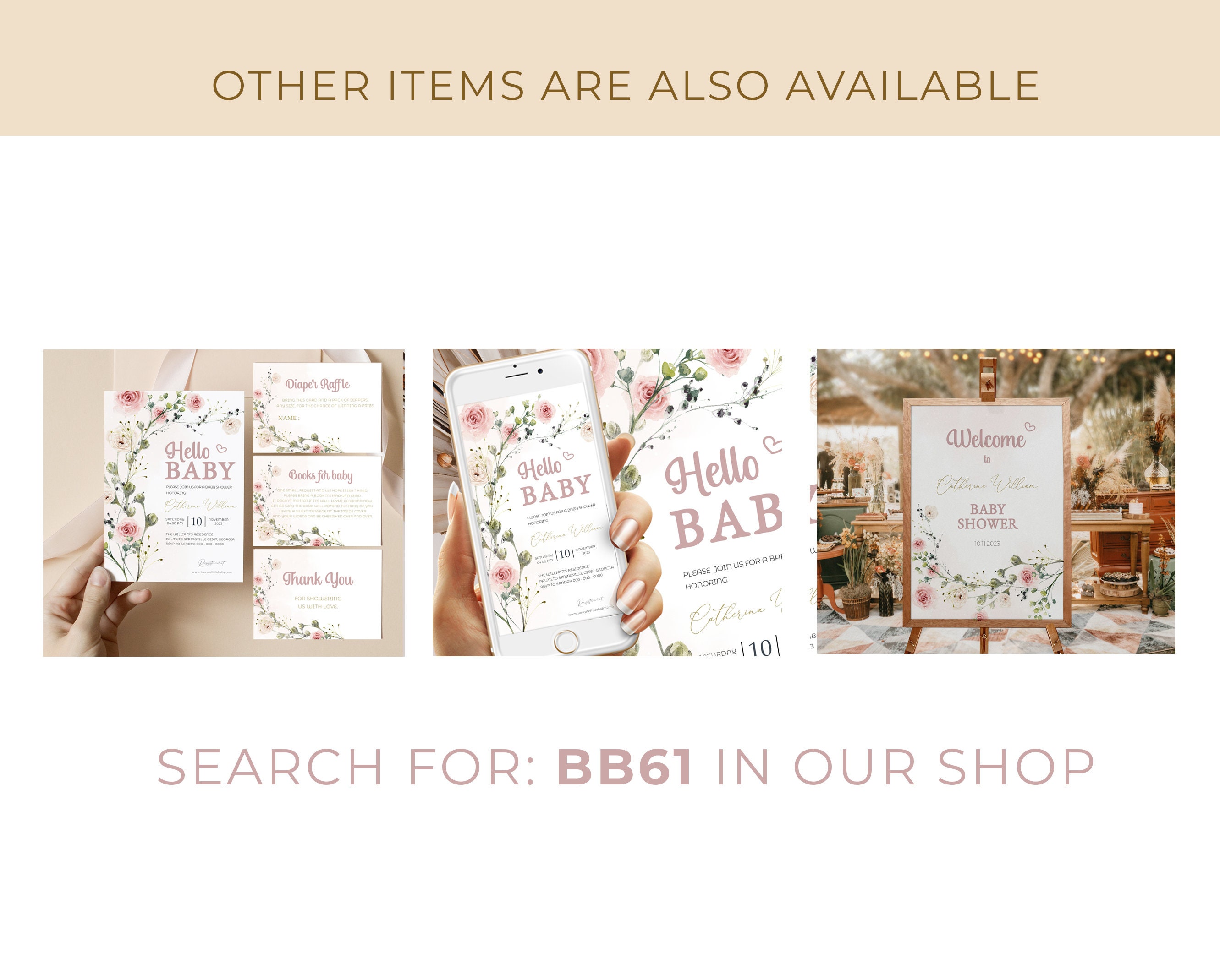 Hello Baby Shower Welcome Sign Template Pink White Roses - Etsy