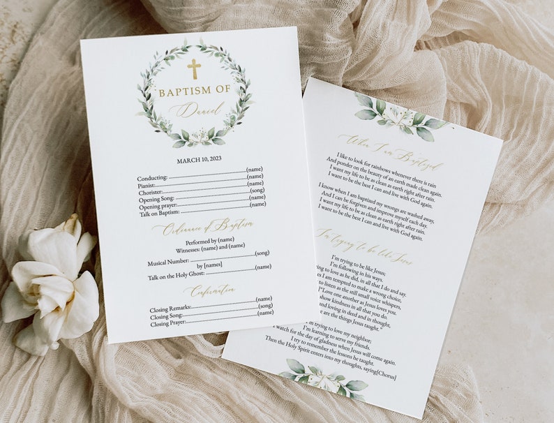 Baptism Program Template Printable Baptism Program Neutral - Etsy