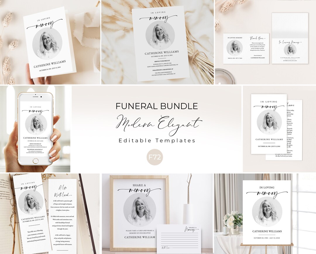 Modern Elegant Funeral Bundle Template Modern Elegant Celebration of ...