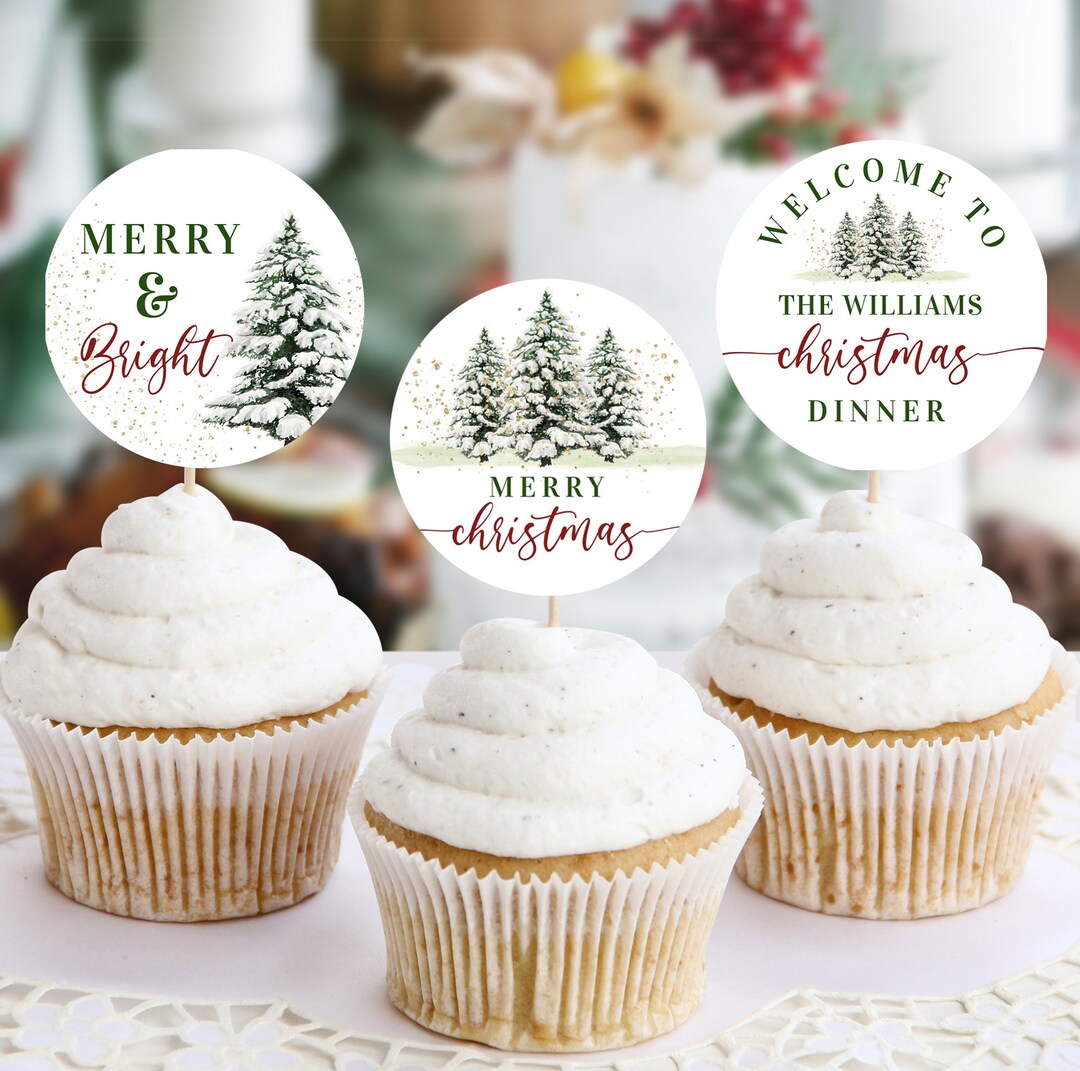 Editable Christmas Party Cupcake Toppers Template Cake - Etsy