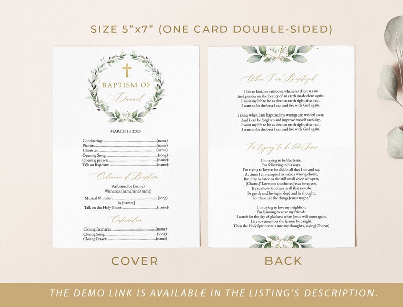 Baptism Program Template Printable Baptism Program Neutral - Etsy