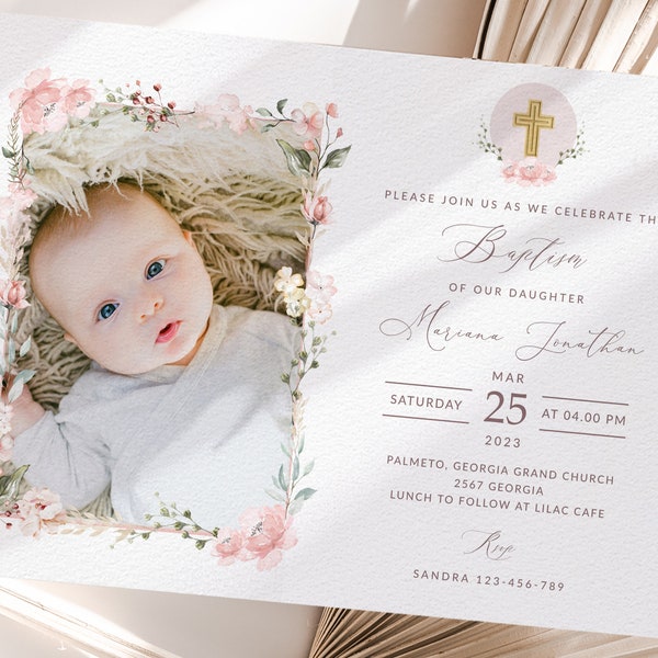 Baptism Photo Invitation - Etsy