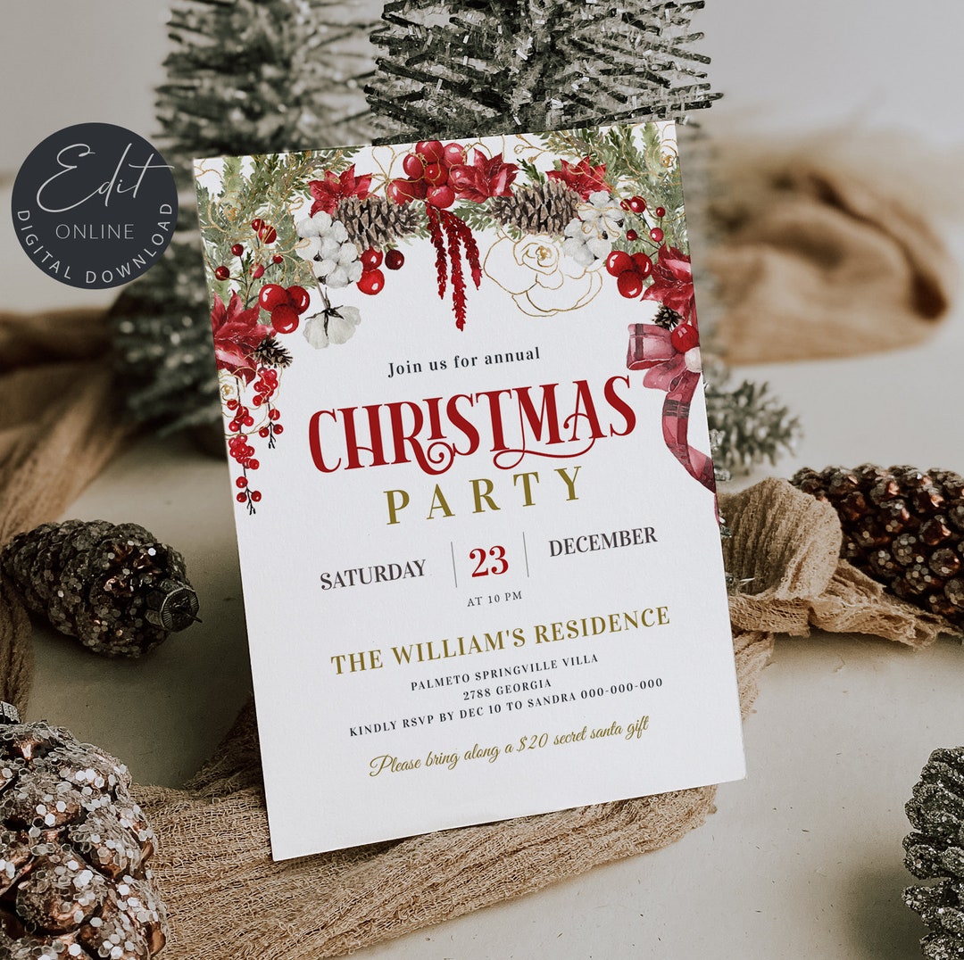 Editable Christmas Party Invitation Christmas Party - Etsy