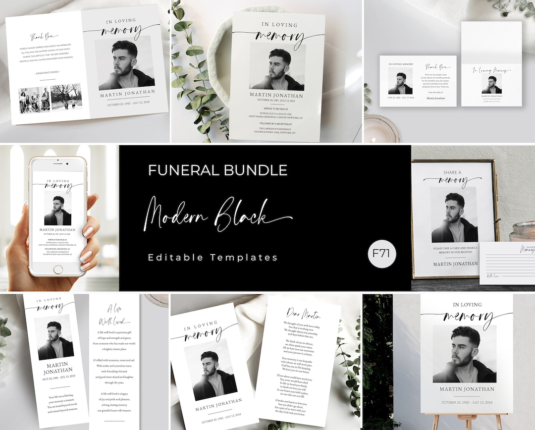 Funeral Bundle Template Minimalist Modern for Men and Women ...