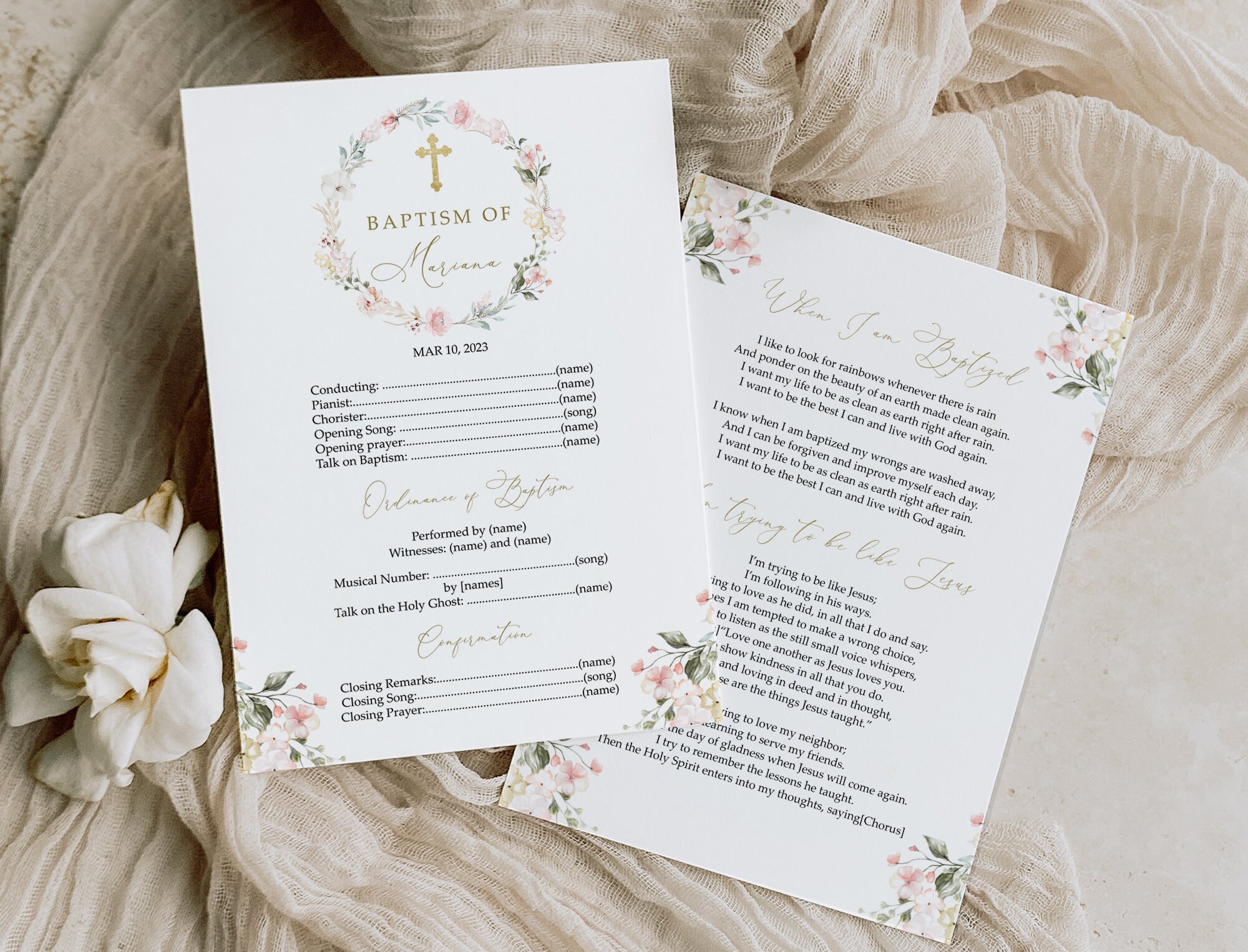 LDS Baptism Program Template Printable Baptism Program - Etsy Australia