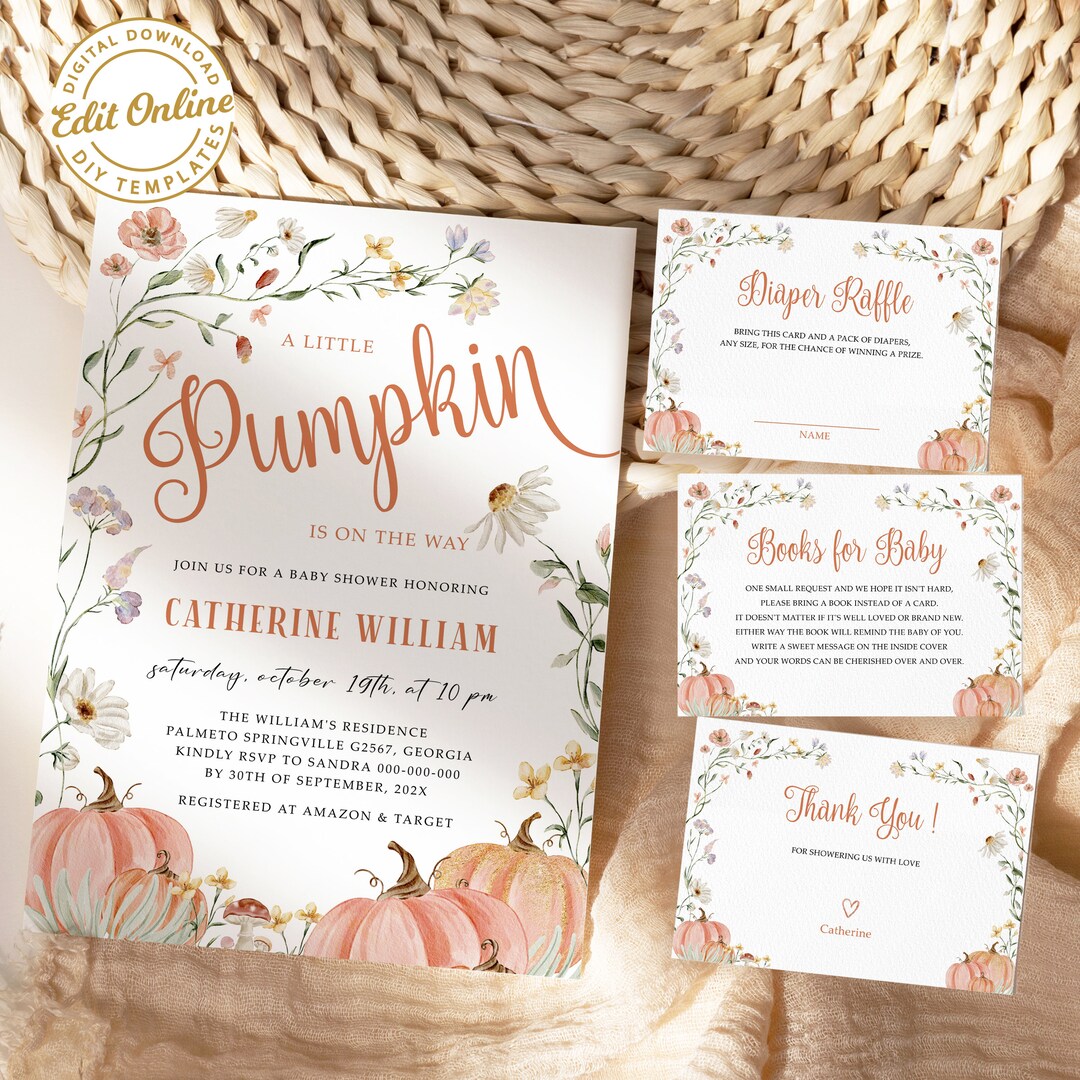 Editable A Little Pumpkin Baby Shower Invitation Template - Etsy
