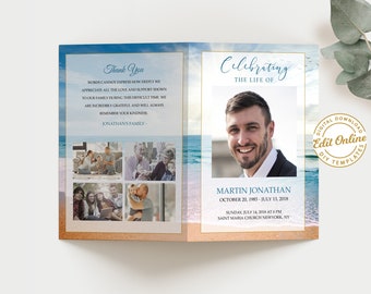 Passport Funeral Program Photoshop Template 8 Pages 5.5x8.5 Plus 8.5x11 ...