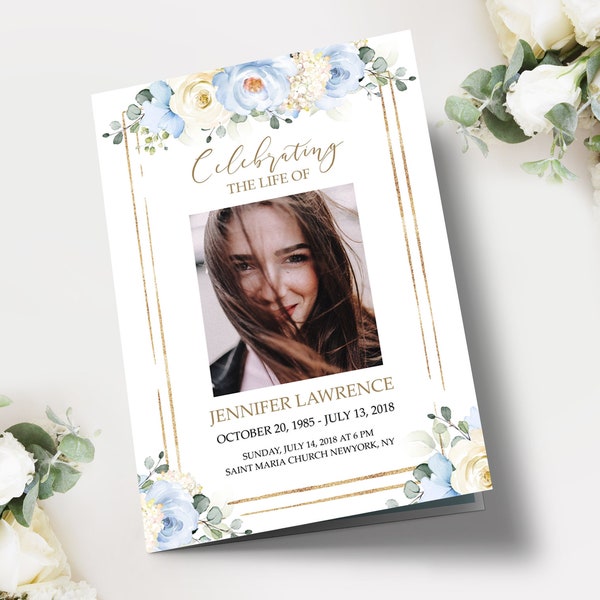 Blue Funeral Template - Etsy