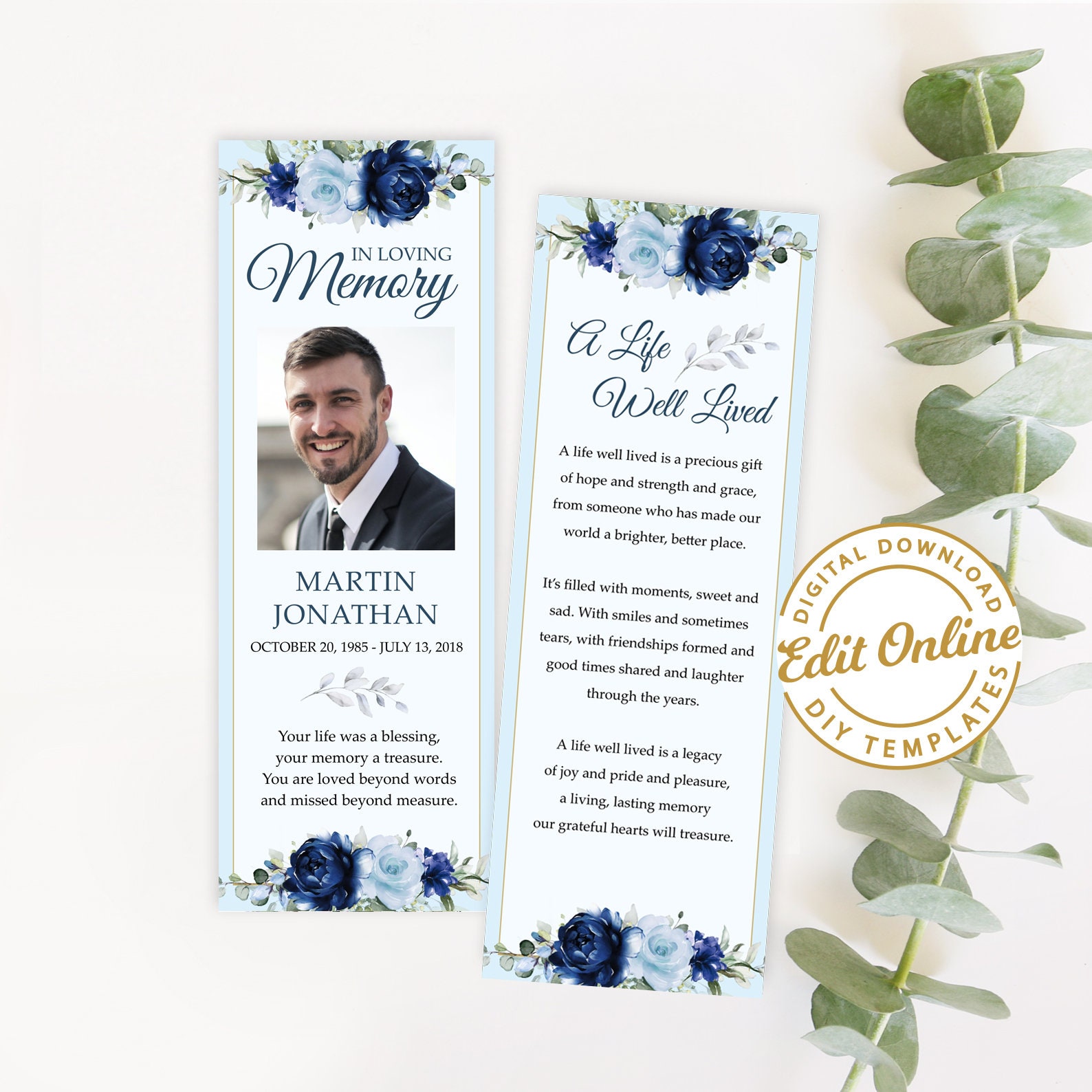 Memorial Bookmarks Template , Memorial Bookmarks Template – LLZJNQ