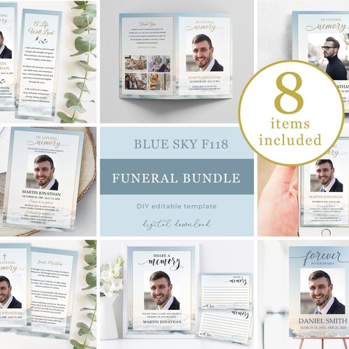 Editable Funeral Bundle Memorial Package Celebration of Life - Etsy