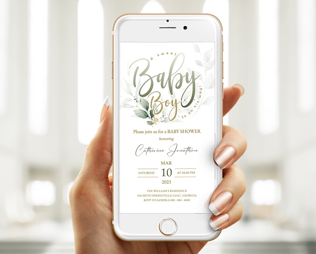 Electronic Baby Shower Invitation Greenery Electronic Baby - Etsy