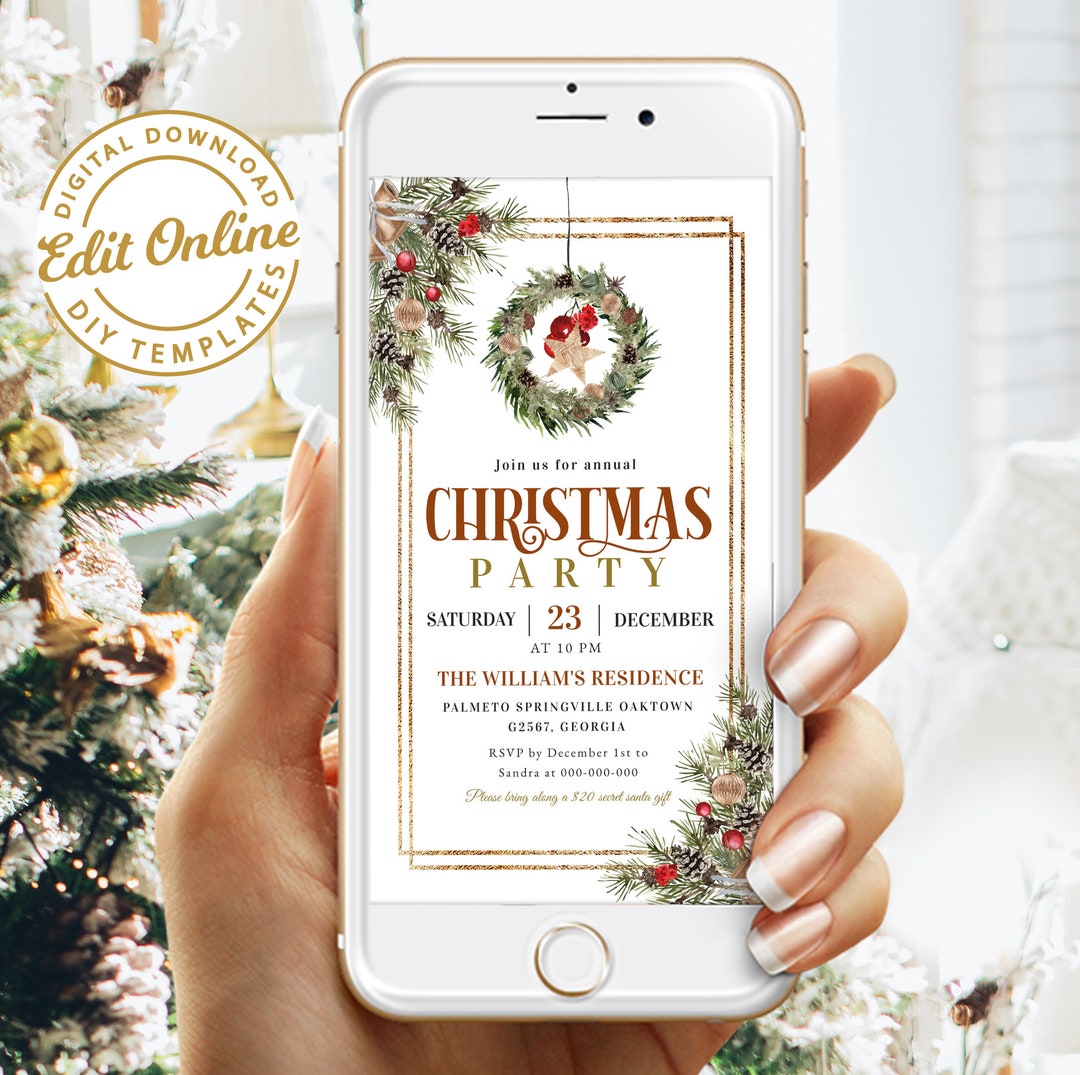 EVITE Christmas Party Invitation Smartphone Dinner Party - Etsy