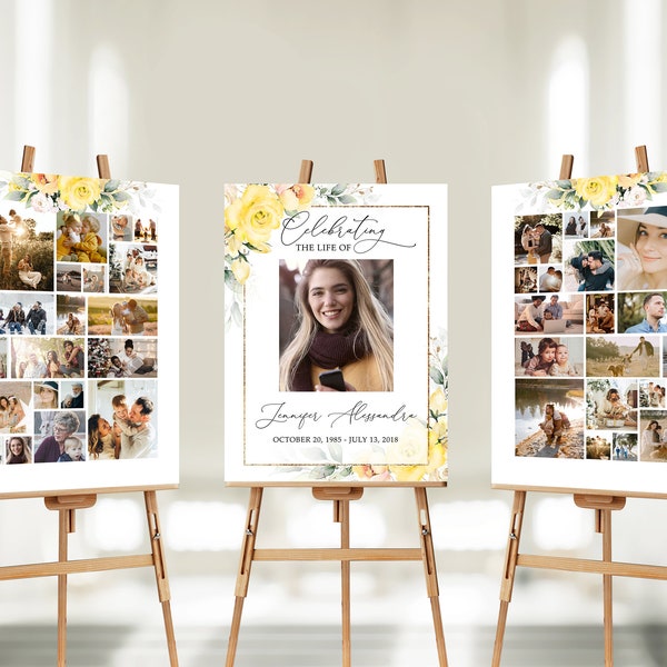 Funeral Photo Collage Sign - Etsy