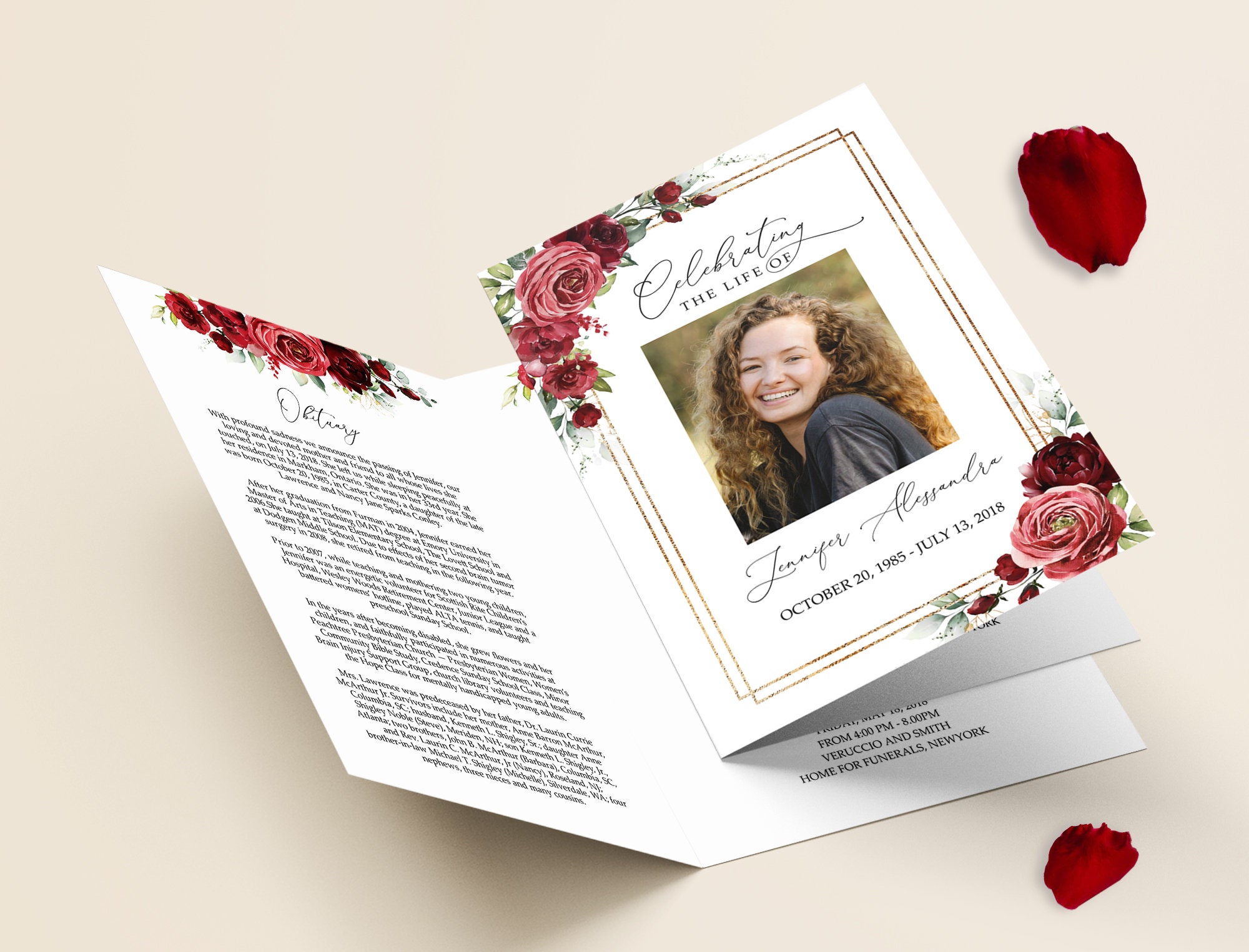 Editable Funeral Program Template Memorial Service Template - Etsy ...