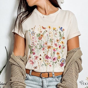 Pressed Flowers Tshirt, Boho Wildflowers Cottagecore Shirt, Oversized ...
