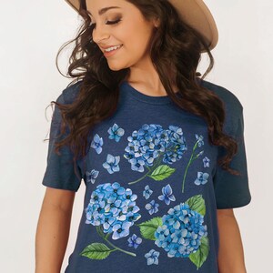 Vintage Blue Hydrangeas Shirt, Floral Cottagecore Tshirt, Fairycore ...
