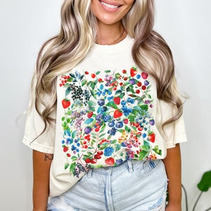 Cottagecore Berry Tshirt Comfort Colors Strawberry Shirt Summer ...