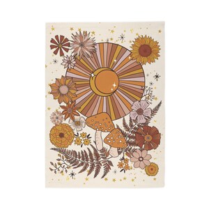 Boho Sun and Moon Area Rug, Cottagecore Celestial Sun Neutral Rug ...