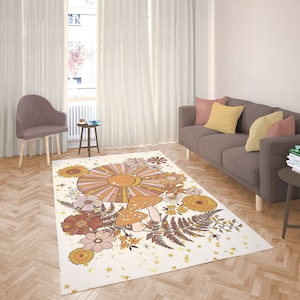 Boho Sun and Moon Area Rug, Cottagecore Celestial Sun Neutral Rug ...