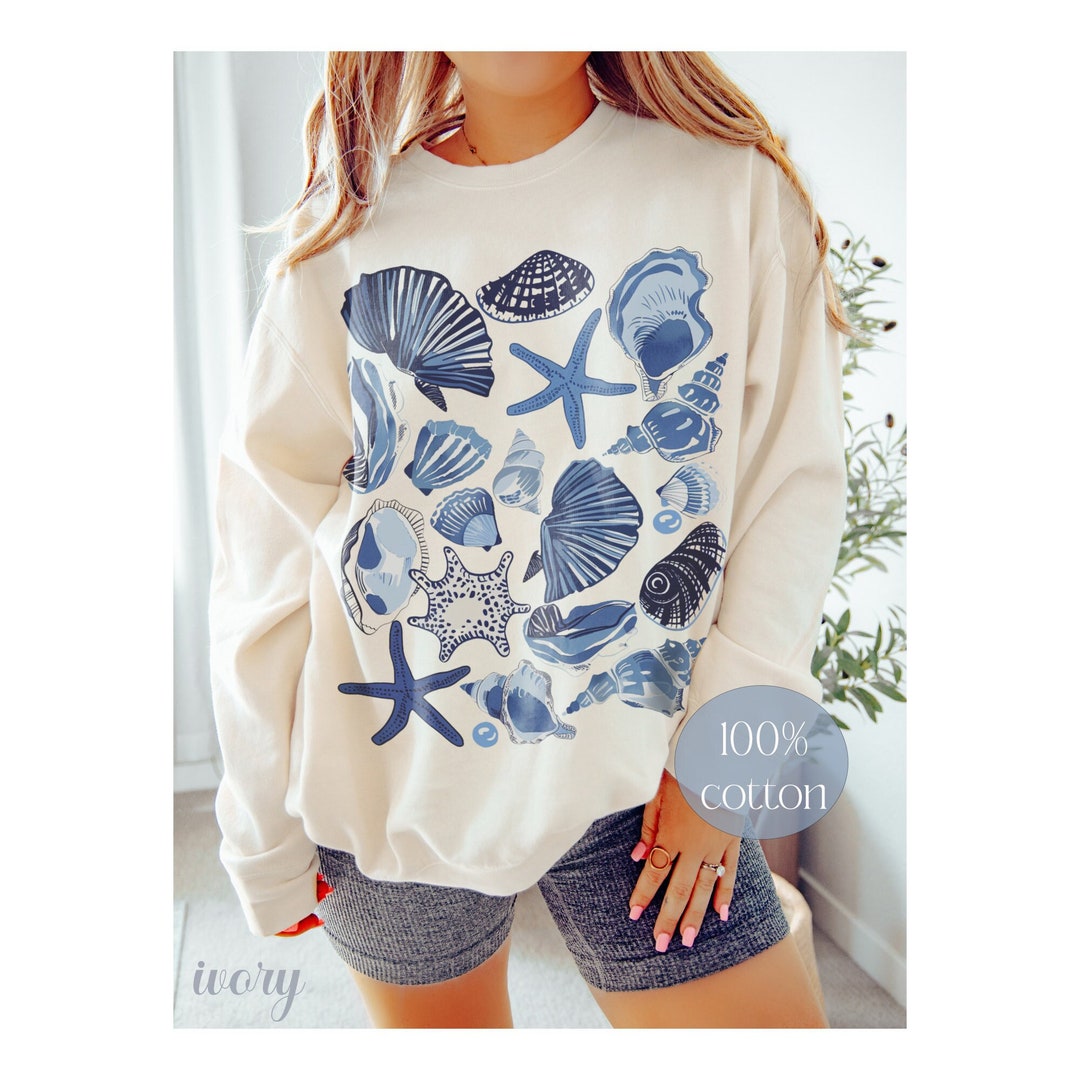 Vintage Seashells Sweatshirt 100% Cotton Comfort Colors Shirt Coastal ...