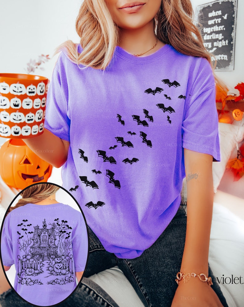 Haunted House Shirt Comfort Colors Halloween Party Tee Bats Tshirt ...