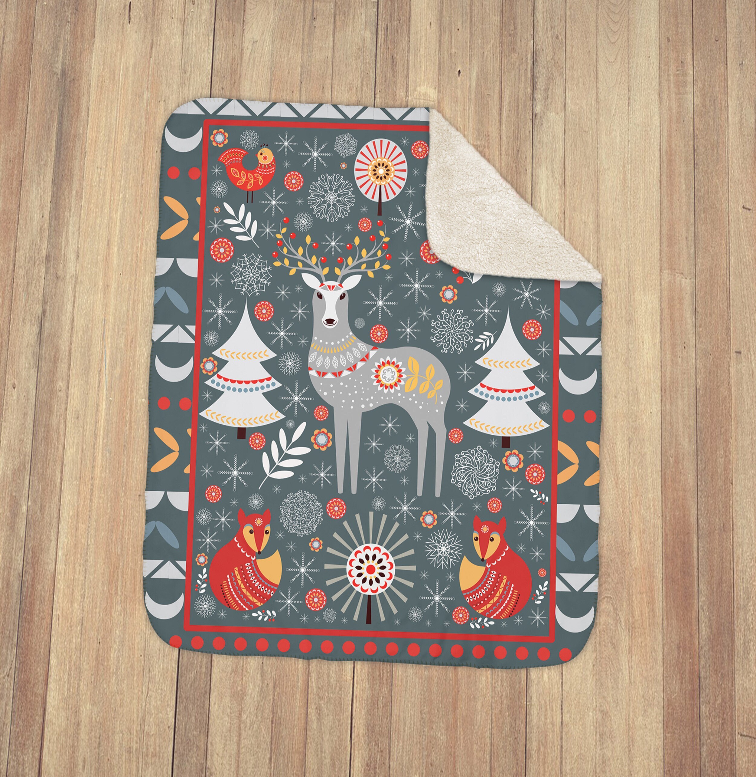 Scandinavian Folk Art Throw Blanket Norwegian Folk Art Boho | Etsy UK