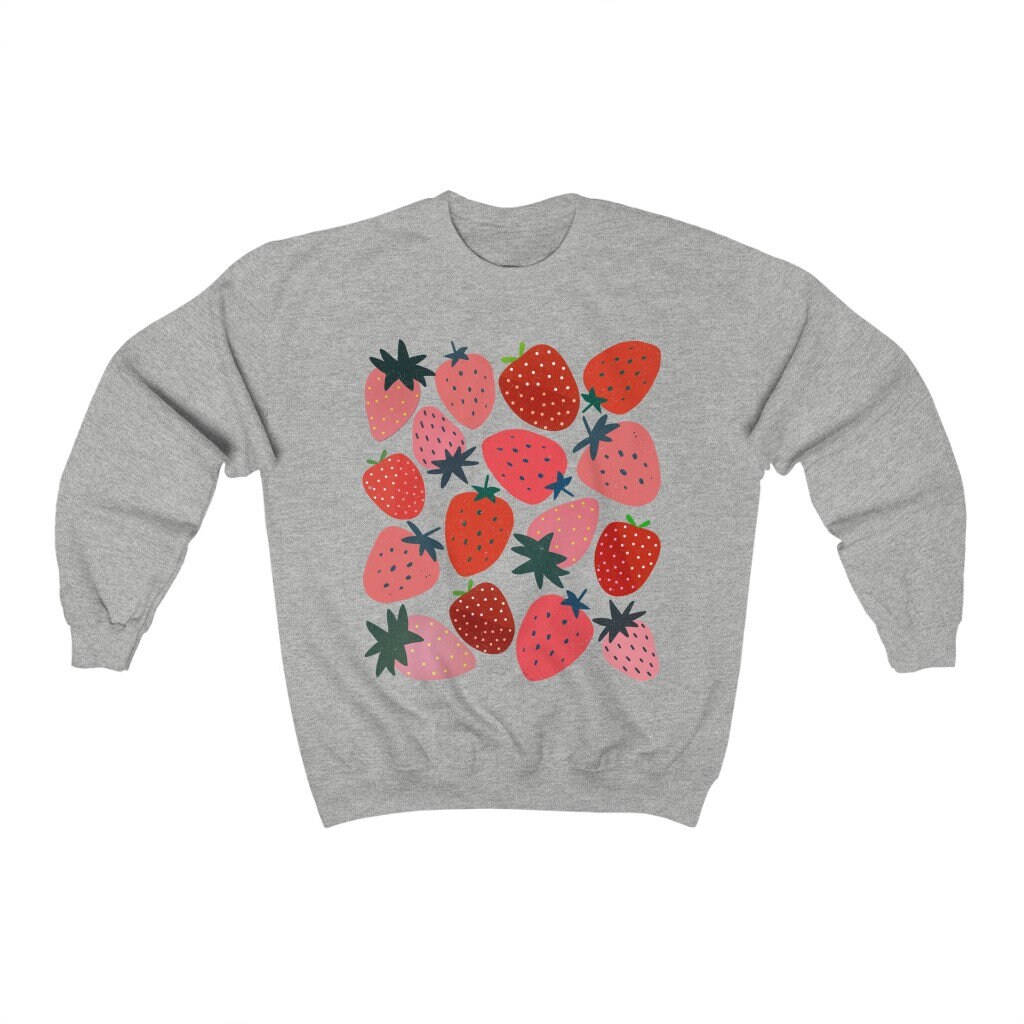 Strawberry Sweatshirt Cute Vintage Fruit Sweater Floral | Etsy