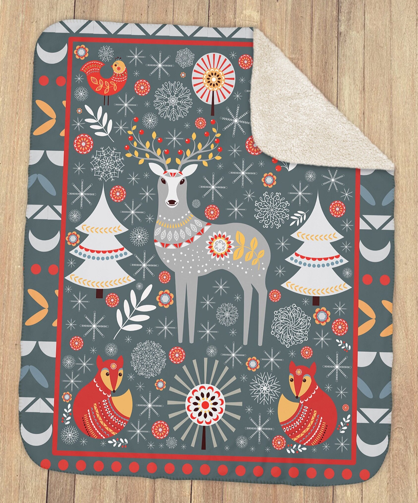 Scandinavian Folk Art Throw Blanket Norwegian Folk Art Boho - Etsy UK