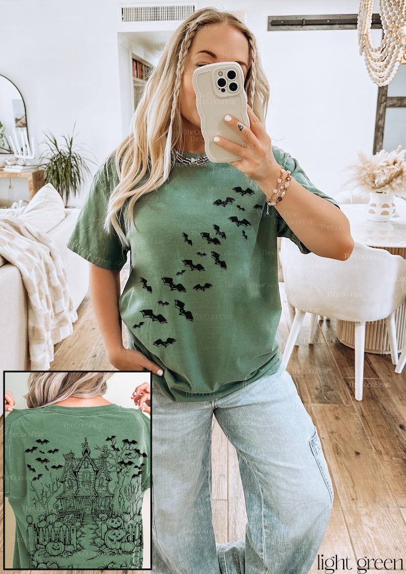 Haunted House Shirt Comfort Colors Halloween Party Tee Bats Tshirt ...