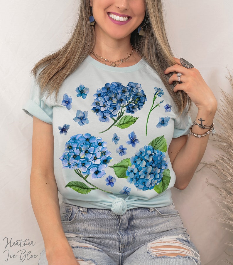 Vintage Blue Hydrangeas Shirt Floral Cottagecore Tshirt - Etsy