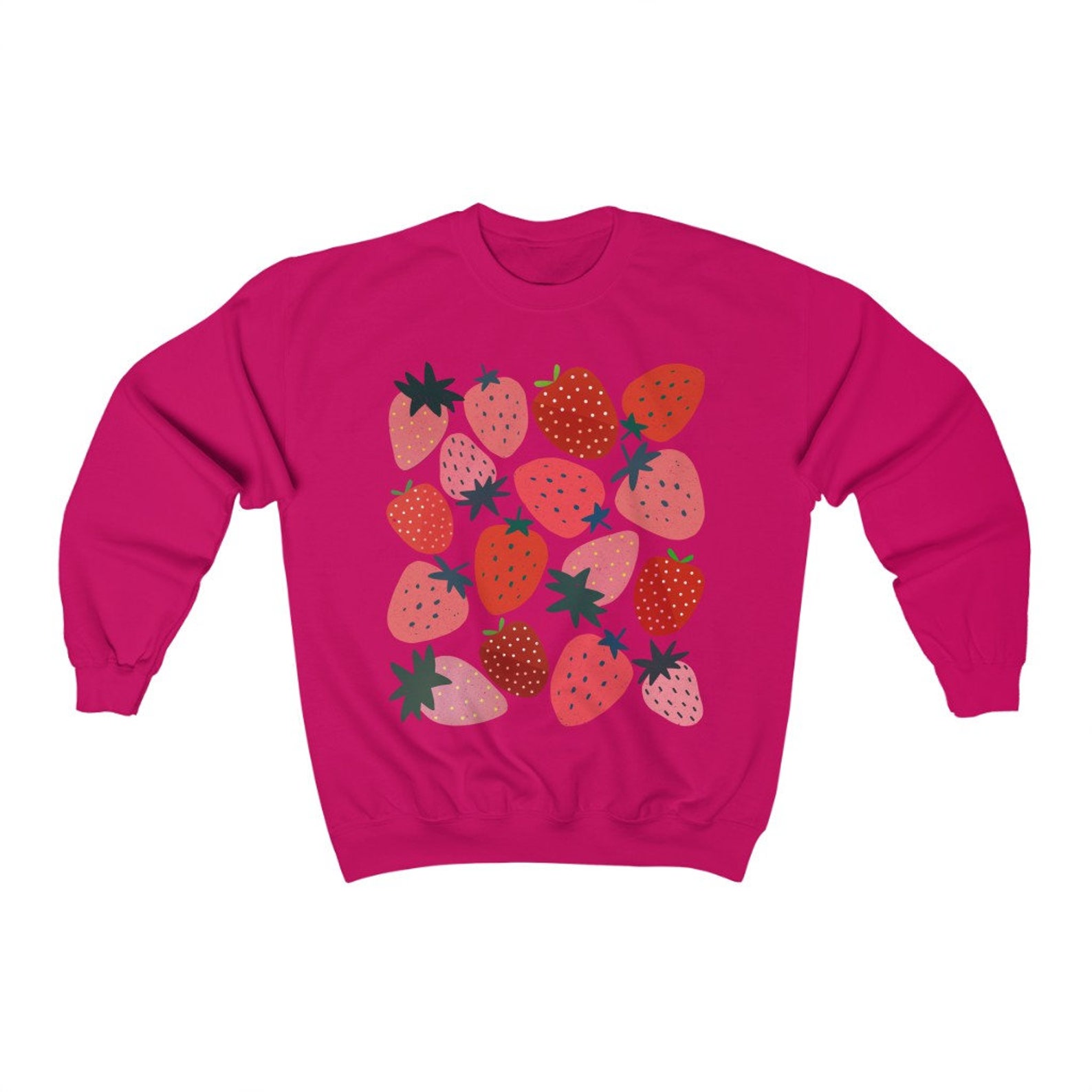 Strawberry Sweatshirt Cute Vintage Fruit Sweater Floral | Etsy