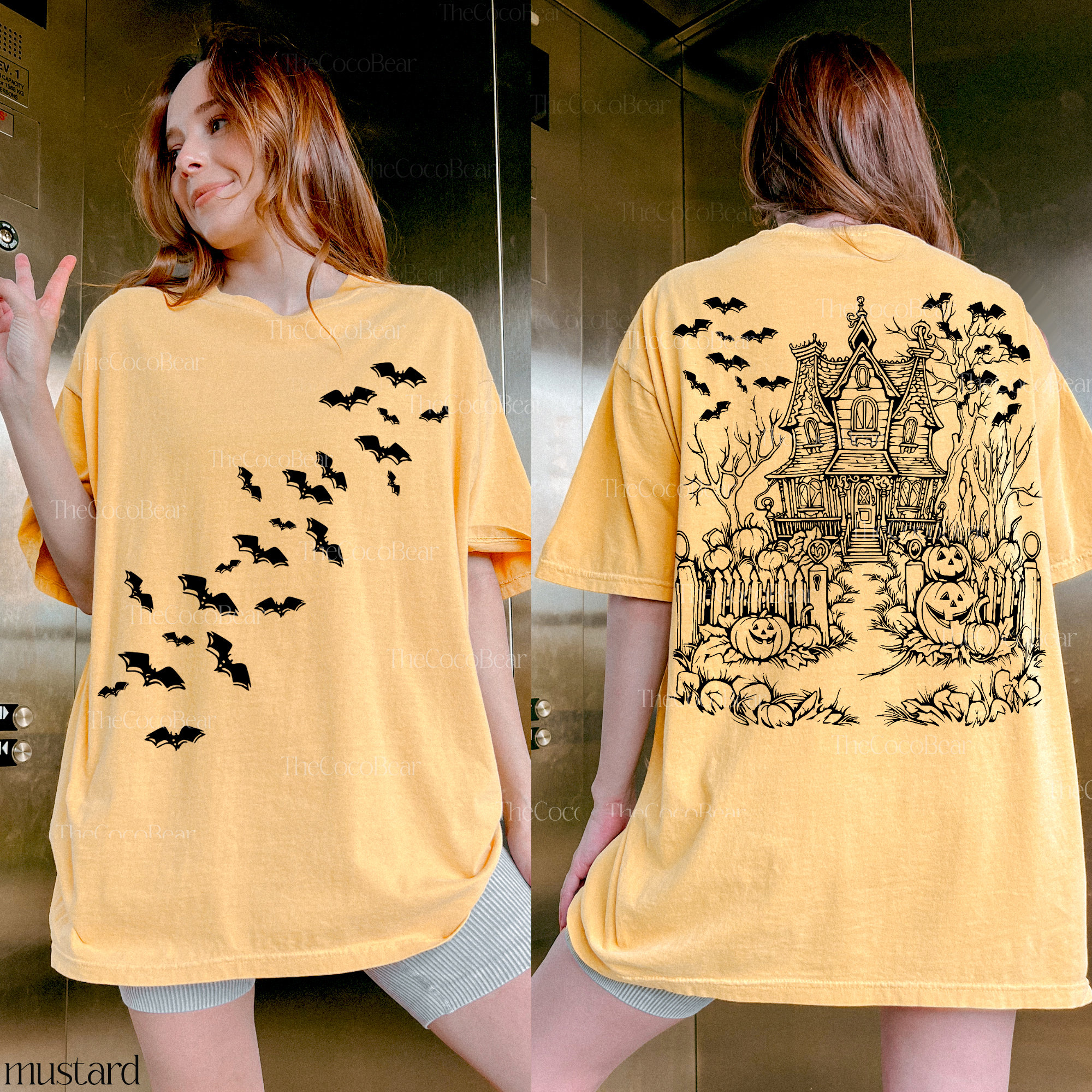 Haunted House Shirt Comfort Colors Halloween Party Tee Bats Tshirt ...