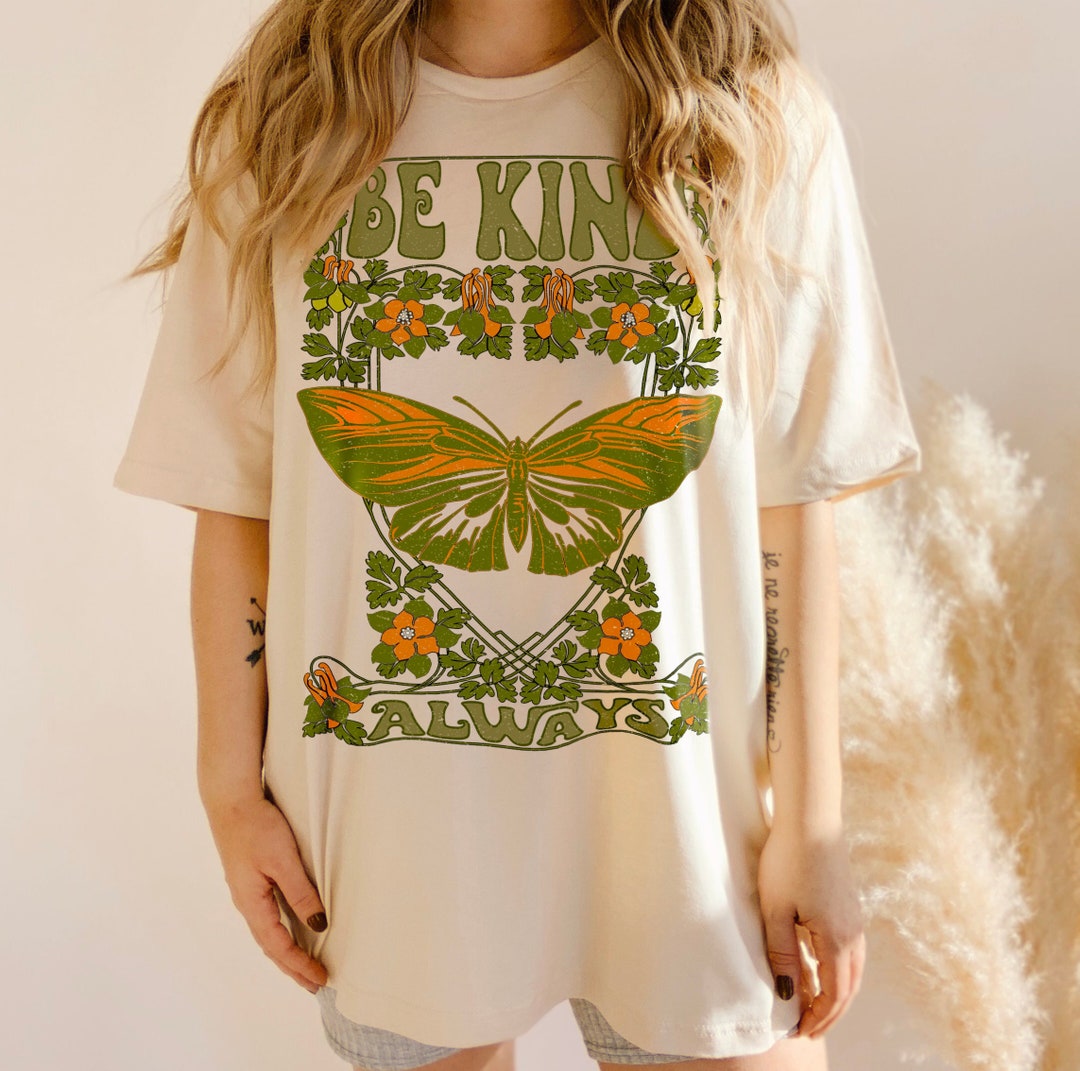 Retro Be Kind Shirt, Oversized Vintage Graphic Tee, Art Nouveau Shirt ...