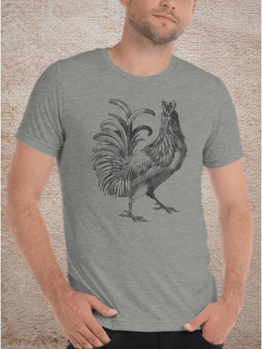 Rooster T Shirt - Urban Retro Men's Rooster Tee - Rooster Print Tee ...