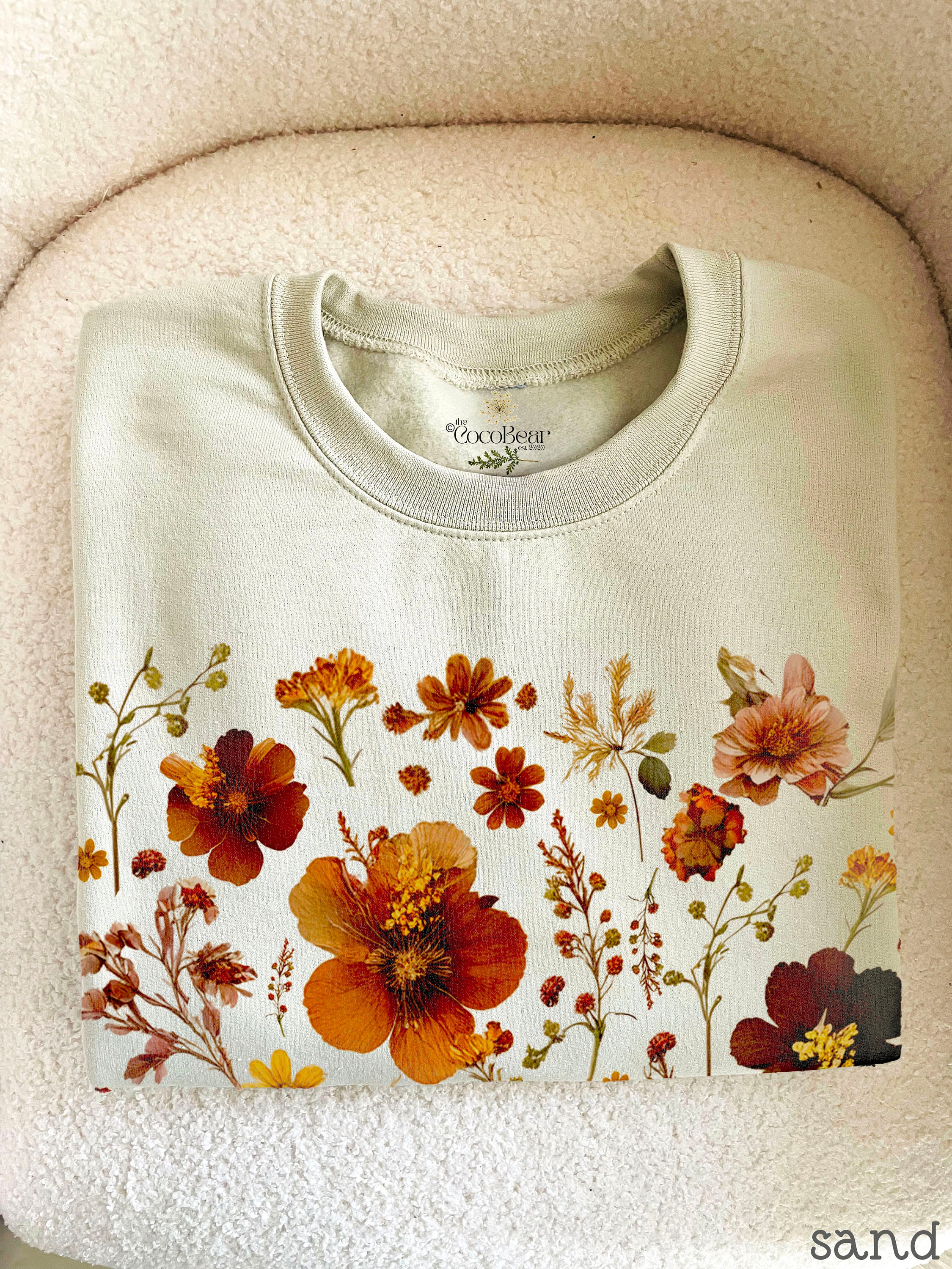 Vintage Pressed Flowers Sweatshirt Cottagecore Autumn Floral Sweater ...