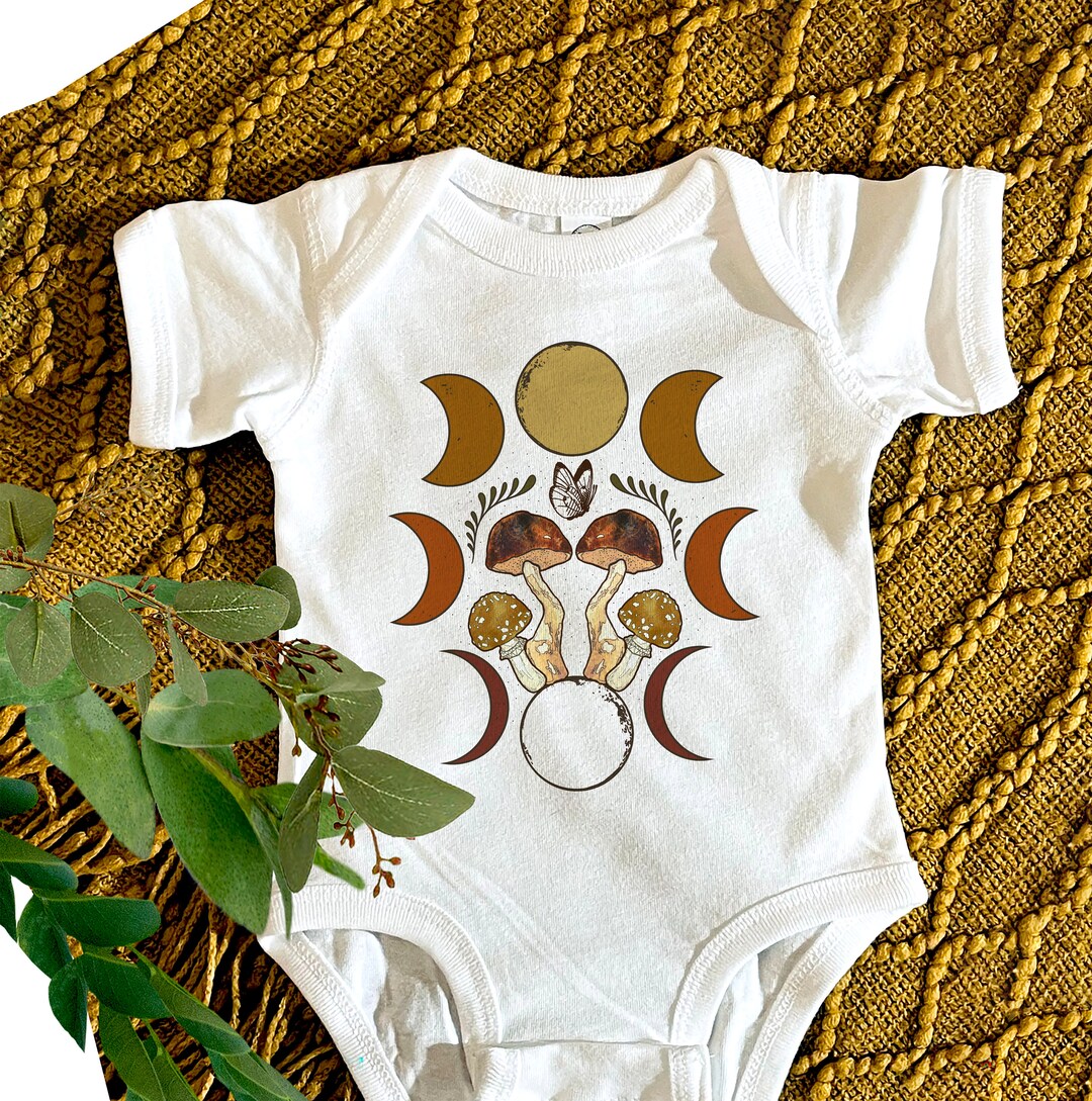 Mushroom Moon Phases Baby Bodysuit, Mystical Baby Bodysuit, Butterfly ...