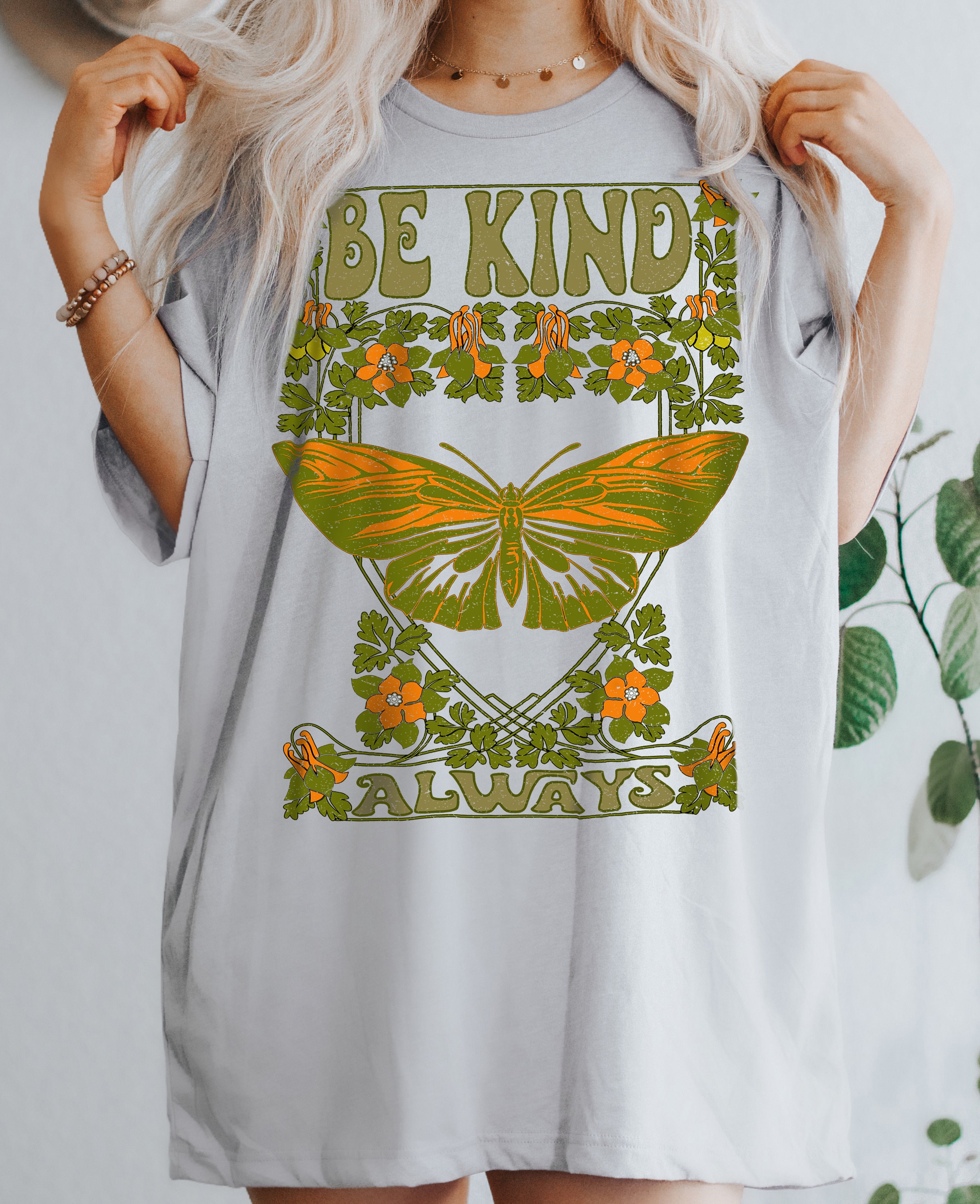 Retro Be Kind Shirt, Oversized Vintage Graphic Tee, Art Nouveau Shirt ...