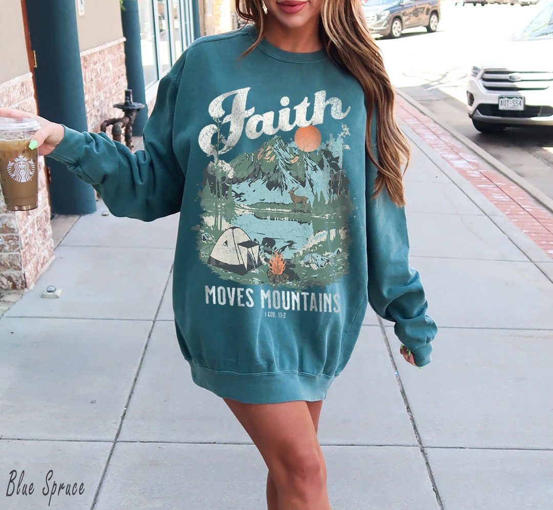 Comfort Colors Christian Sweatshirt Faith Moves Mountains Bible Verse ...