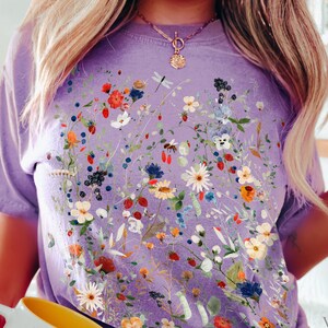 Vintage Pressed Flowers Shirt Comfort Colors Boho Cottagecore Tshirt ...