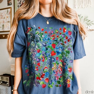 Cottagecore Berry Tshirt Comfort Colors Strawberry Shirt Summer ...