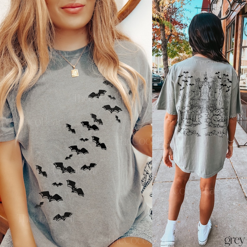 Haunted House Shirt Comfort Colors Halloween Party Tee Bats Tshirt ...