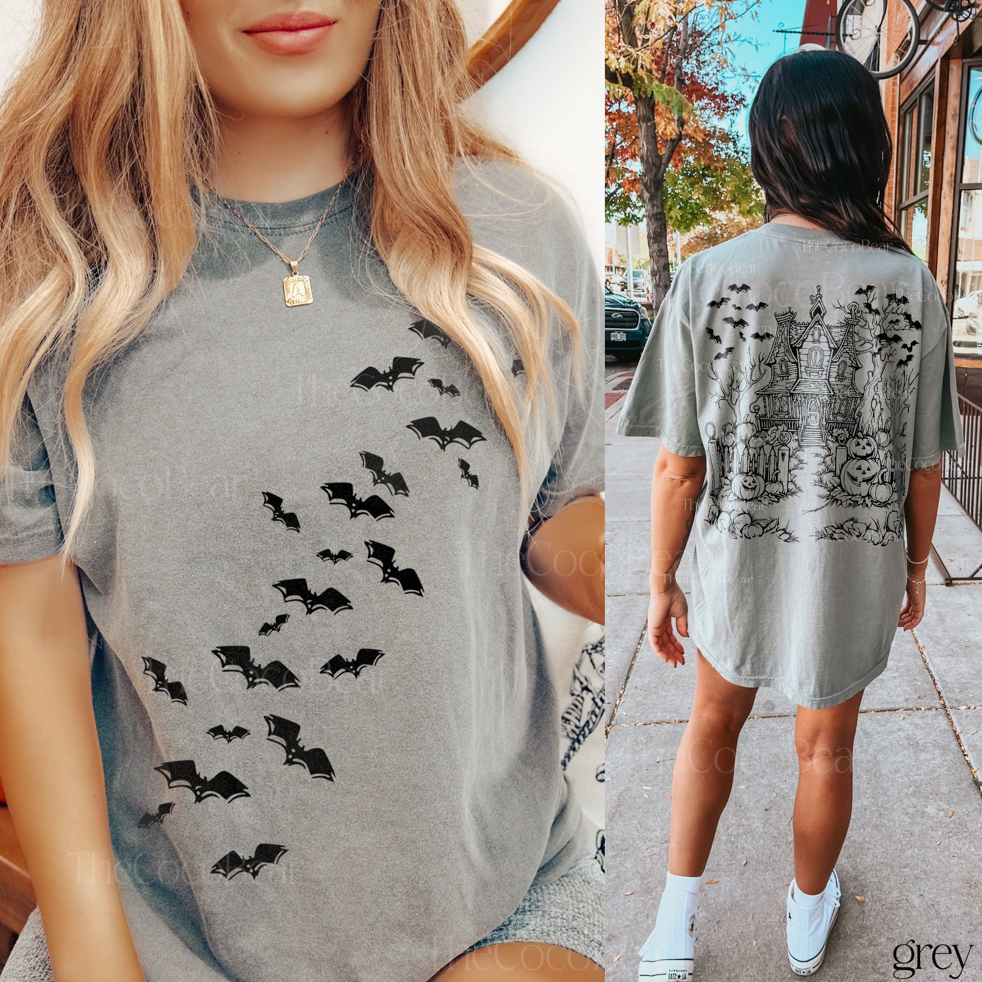 Haunted House Shirt Comfort Colors Halloween Party Tee Bats Tshirt ...