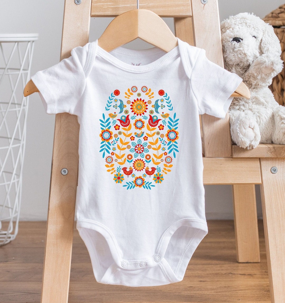 Scandinavian Folk Art Baby Bodysuit, Scandinavian Baby Bodysuit, Nordic ...