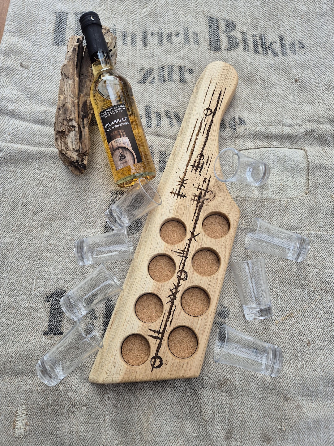 Liquor Tray-liquor Butler-liquor Board Wood With 8 Glasses-gift-wedding ...