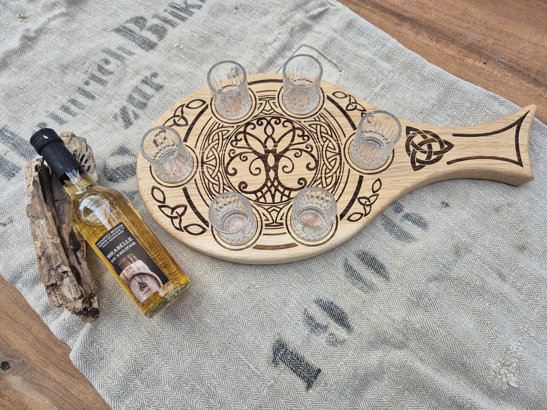 Liquor Tray-liquor Butler-liquor Board Wood With 6 Glasses-gift-wedding ...