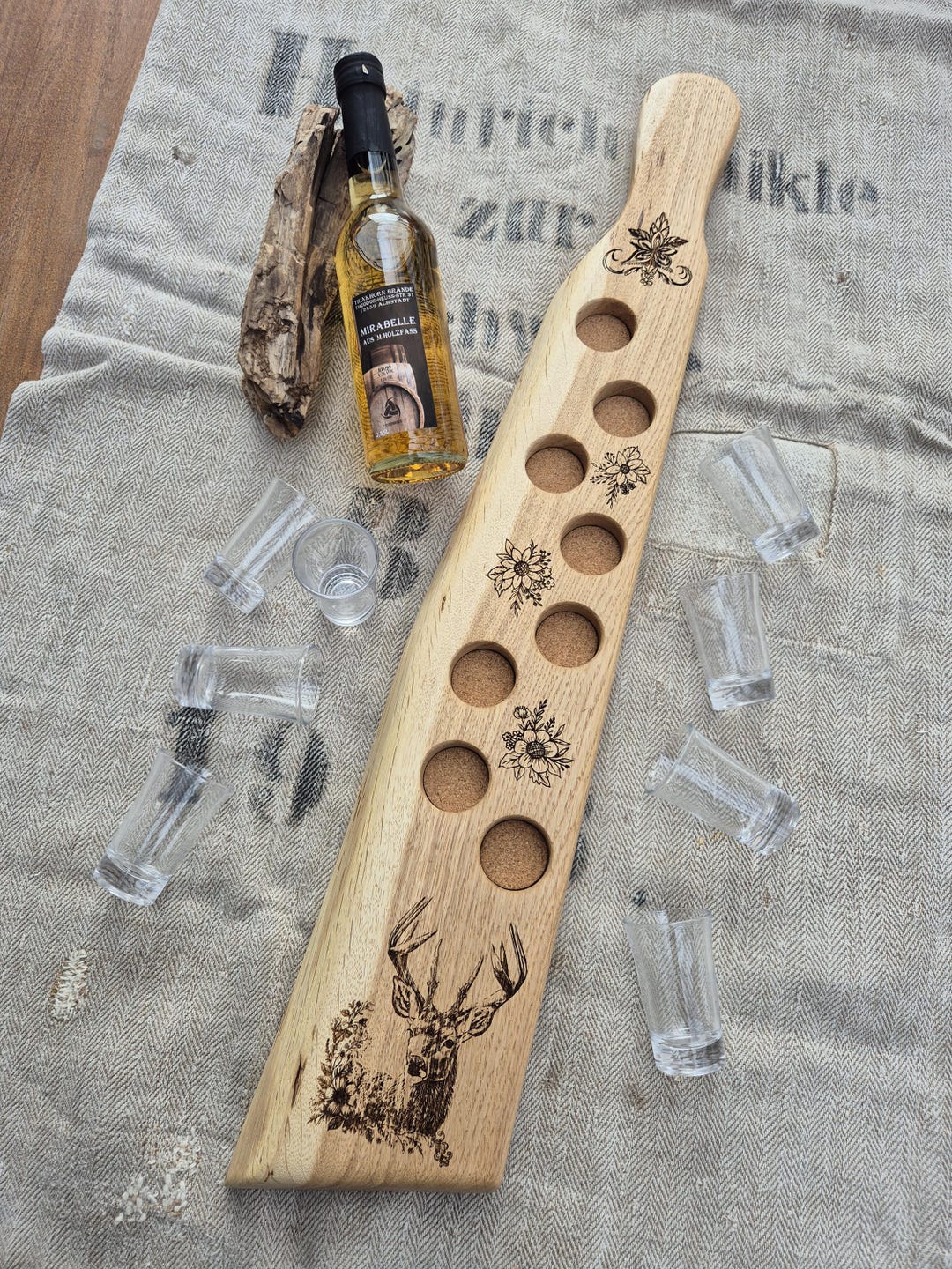 Liquor Tray-liquor Butler-liquor Board Wood With 8 Glasses-gift-wedding ...