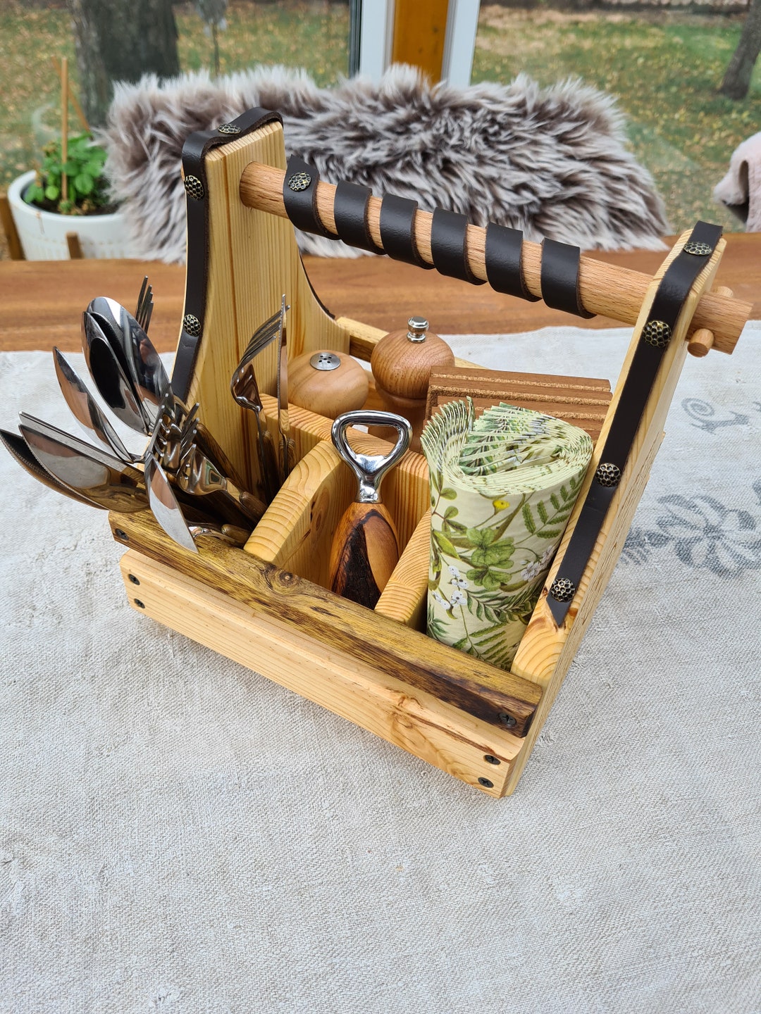 Table Butler Napkin Holder Table Caddy Spice Stand Cutlery Holder ...