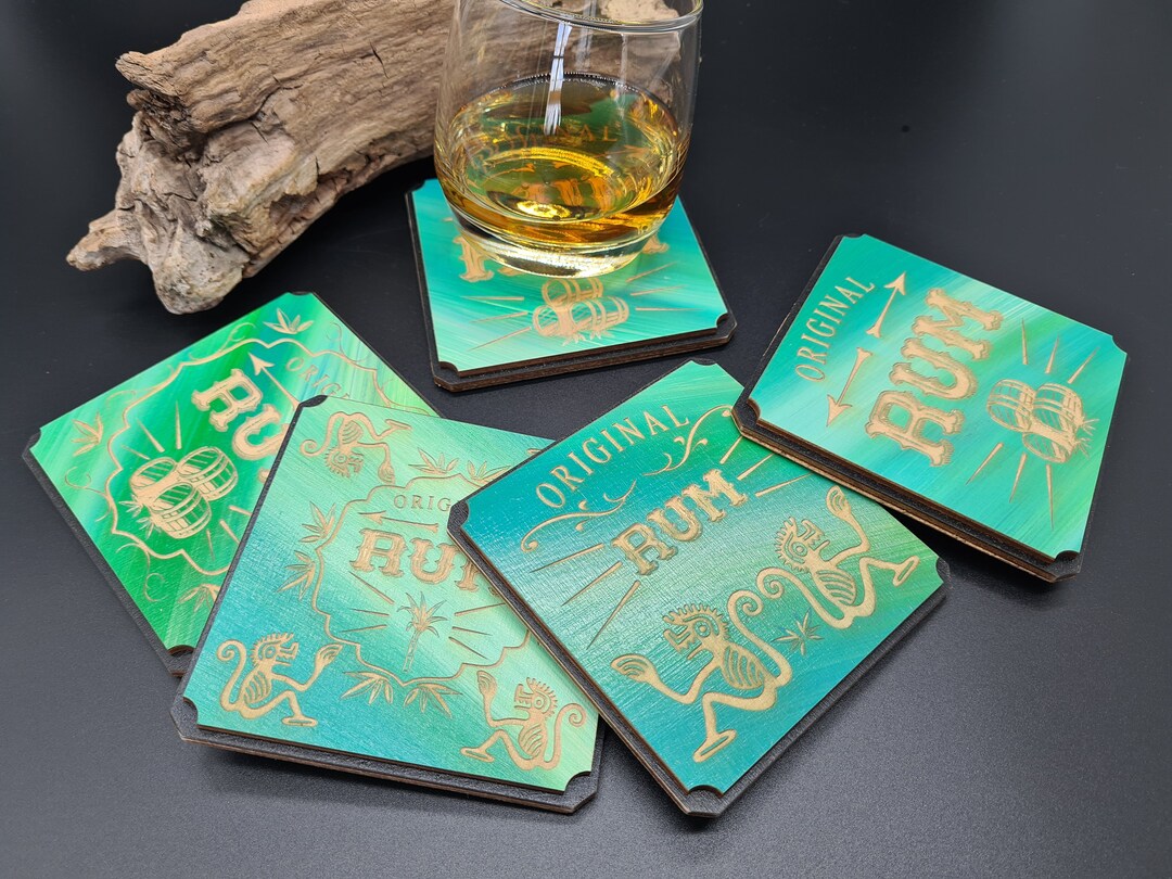 Rum Glasuntersetzer Unikate Holz Rumliebhaber Handarbeit Weihnachtsgeschenk Untersetzer Coaster ...